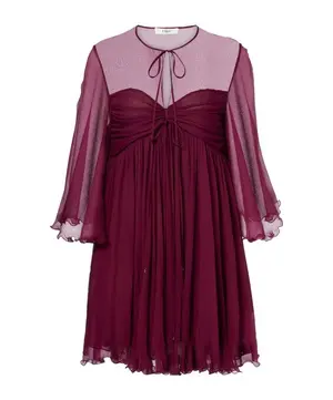 Chloé Sheer Ruched Silk Minidress