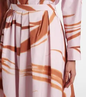 Dries Van Noten Printed Gathered Midi Skirt