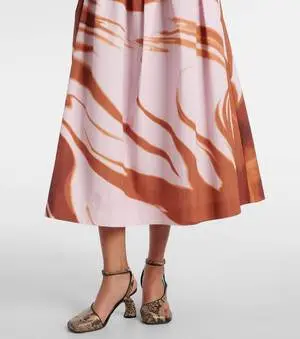 Dries Van Noten Printed Gathered Midi Skirt