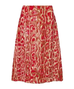 Dries Van Noten Shera Sequined Midi Skirt - Red