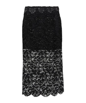 Rabanne Layered Lace Midi Skirt
