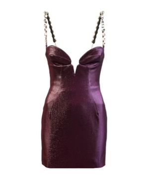 AREA Mussel Cup Crystal Embellished Minidress - Red