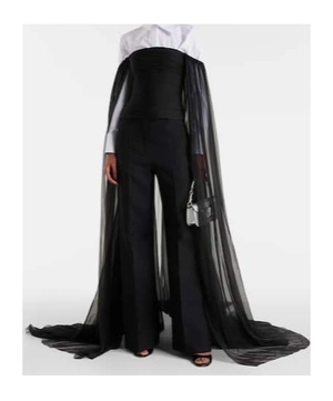 Valentino Garavani Caped Off-shoulder Silk Chiffon Top