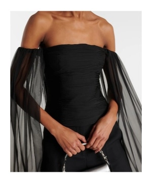 Valentino Garavani Caped Off-shoulder Silk Chiffon Top