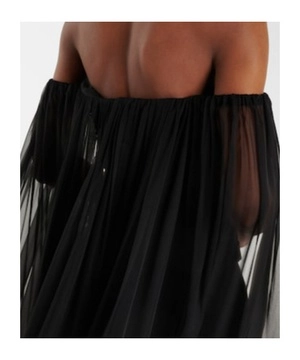 Valentino Garavani Caped Off-shoulder Silk Chiffon Top