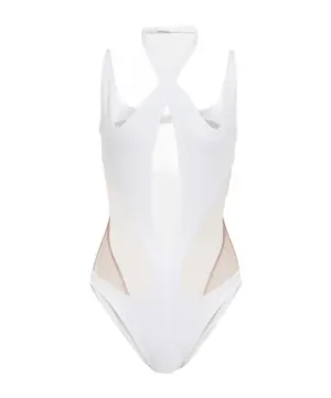 MUGLER Illusion Cutout Bodysuit - White
