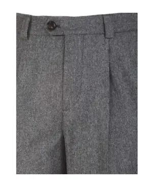 Brunello Cucinelli Freshly Cut Wool Flannel Trousers