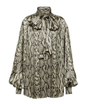 Balmain Snake-print Tie-detail Silk Blouse - Multicolor
