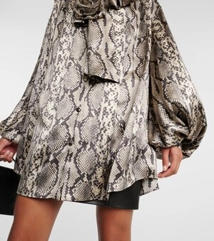 Balmain Snake-print Tie-detail Silk Blouse