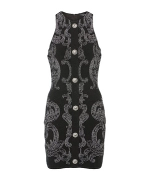 Balmain Paisley Jacquard Gold And Silver Thread Mini Dress