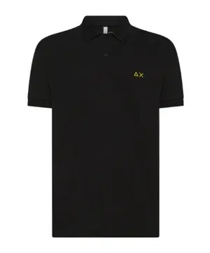 SUN 68 Contrast Collar Piqué Polo Shirt - Black