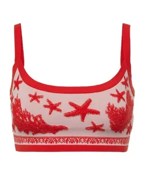 VERSACE Cotton-blend Jacquard Crop Top