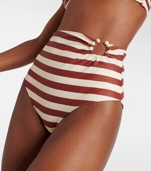 Johanna Ortiz Striped High-rise Bikini Bottoms