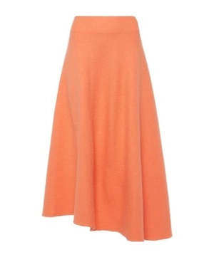 JIL SANDER High-rise Asymmetric Wool Midi Skirt - Orange