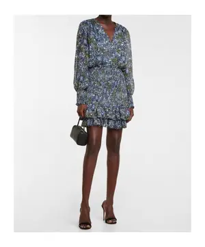 Veronica Beard Floral Print Smocked Mini Dress