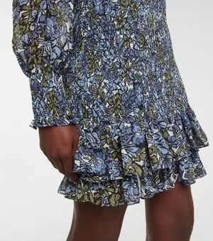 Veronica Beard Floral Print Smocked Mini Dress