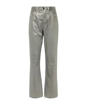 Veronica Beard Daniela Metallic High-rise Straight Jeans