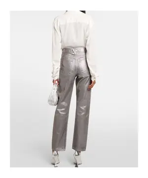 Veronica Beard Daniela Metallic High-rise Straight Jeans