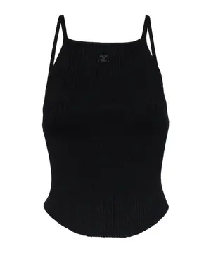 COURREGES Ribbed Knit Tank Top - Black