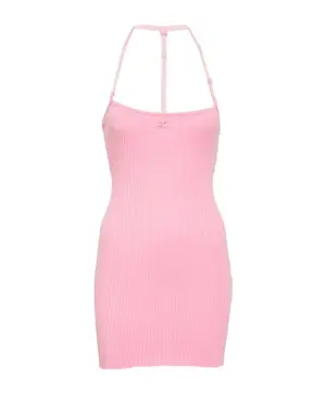 COURREGES Ribbed Knit Mini Dress With Adjustable Straps