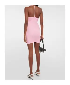 COURREGES Ribbed Knit Mini Dress With Adjustable Straps