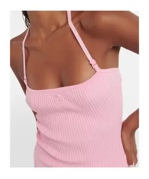 COURREGES Ribbed Knit Mini Dress With Adjustable Straps