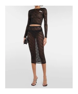 Alessandra Rich Lace Pencil Skirt
