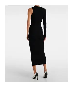 COURREGES Asymmetric Ribbed-knit Midi Dress