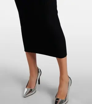COURREGES Asymmetric Ribbed-knit Midi Dress