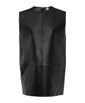 TOTEME Round Neck Sleeveless Vest - Black