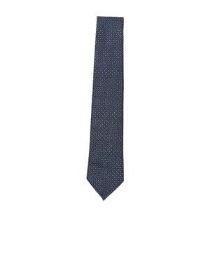 Emporio Armani Geometric-pattern Silk Tie - Blue