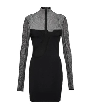 NENSI DOJAKA Mesh And Jersey Minidress - Black
