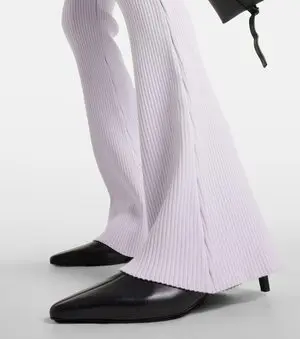 COURREGES Reedition Ribbed-knit Flared Pants