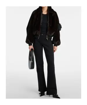 Coperni Zip-up Faux Fur Bomber Jacket With Sleeve Pocket - Black