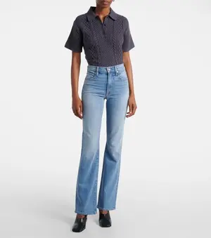 SLVRLAKE Flared Faded Denim Trousers