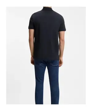 Hugo Boss Zip-neck Logo Polo Shirt - Dark Blue