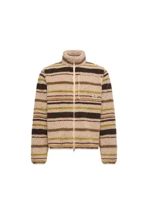 Moncler Striped Teddy Effect Zip Cardigan