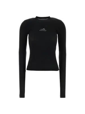 Balenciaga Stretch Cotton Blend T-shirt With Printed Logo