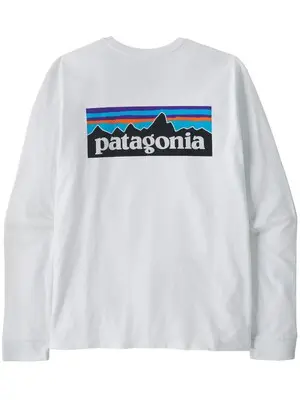 Patagonia T-shirt L/s P-6 Logo Responsibili-tee - White