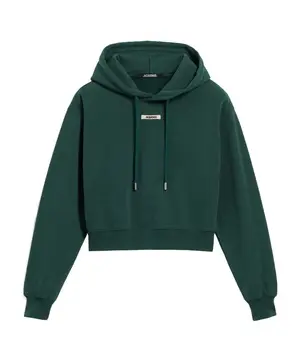 Jacquemus Logo Patch Drawstring Hoodie - Green