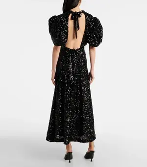 ROTATE BY BIRGER CHRISTENSEN Sequined Puff Sleeve Dress