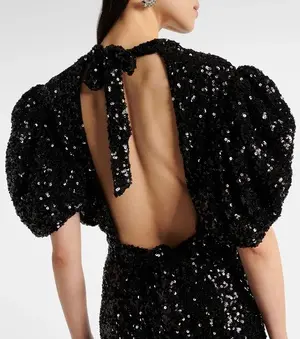 ROTATE BY BIRGER CHRISTENSEN Sequined Puff Sleeve Dress