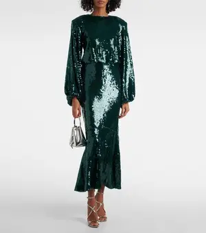 ROTATE BY BIRGER CHRISTENSEN Sequined Long-sleeved Dress