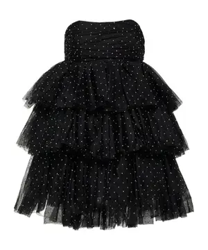 ROTATE BY BIRGER CHRISTENSEN Embellished Strapless Tulle Minidress