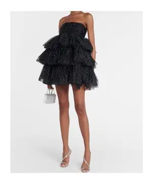 ROTATE BY BIRGER CHRISTENSEN Embellished Strapless Tulle Minidress