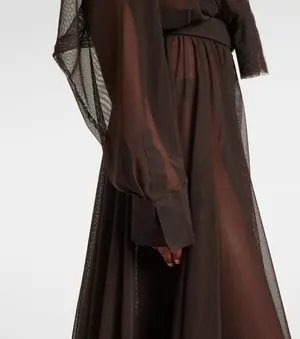 Norma Kamali Balloon Sleeve Mesh Shirt Dress