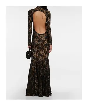 Norma Kamali Fishtail Lace-overlay Gown