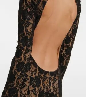Norma Kamali Fishtail Lace-overlay Gown