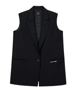 Armani Exchange Logo-print Sleeveless Blazer - Black