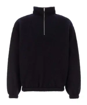 JIL SANDER Half Zip High Neck Sweatshirt - Black